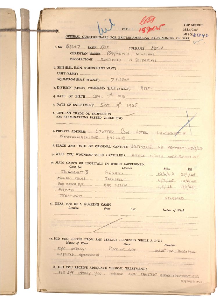 POW Military Records the Great Escape from Stalag Luft III